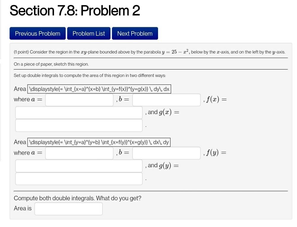Solved Section 7.8: Problem 2 Previous Problem Problem List | Chegg.com