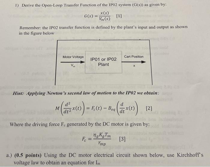 Solved 1) Derive the Open-Loop Transfer Function of the IPO2 | Chegg.com