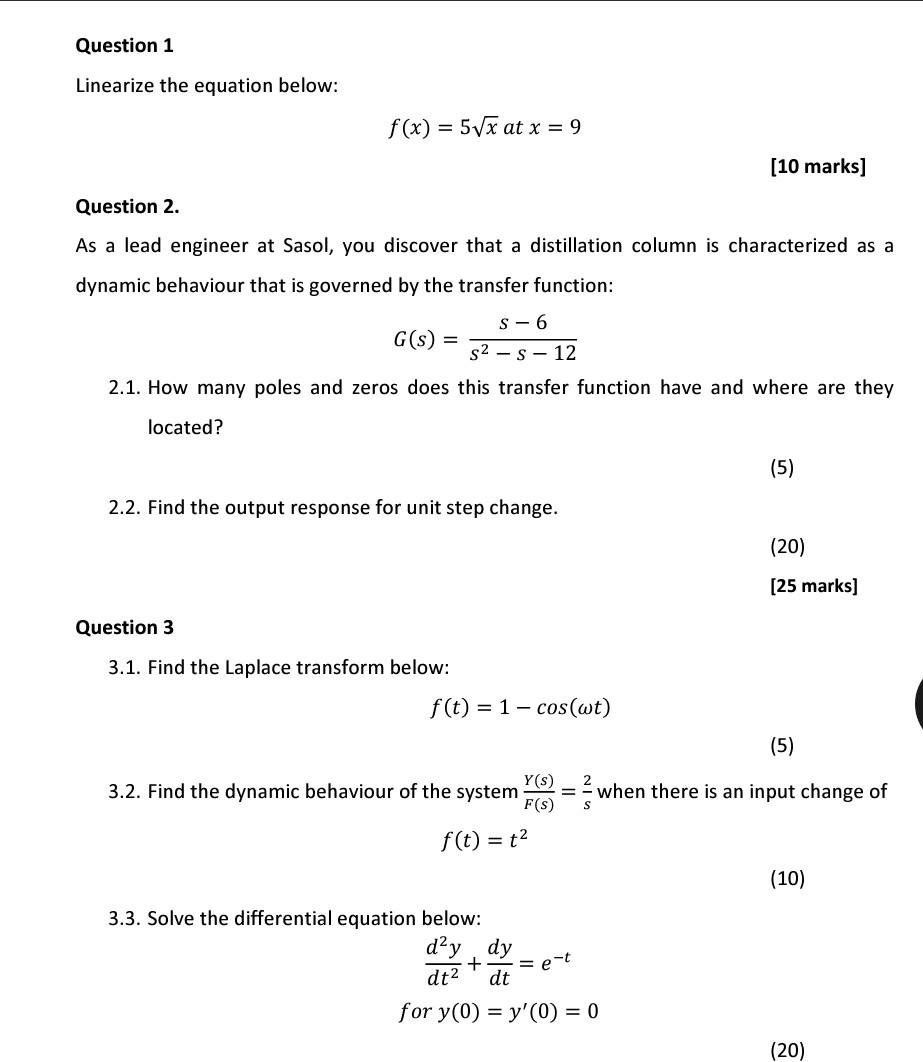 Solved Question 1 Linearize the equation below: \\[ f(x)=5 | Chegg.com