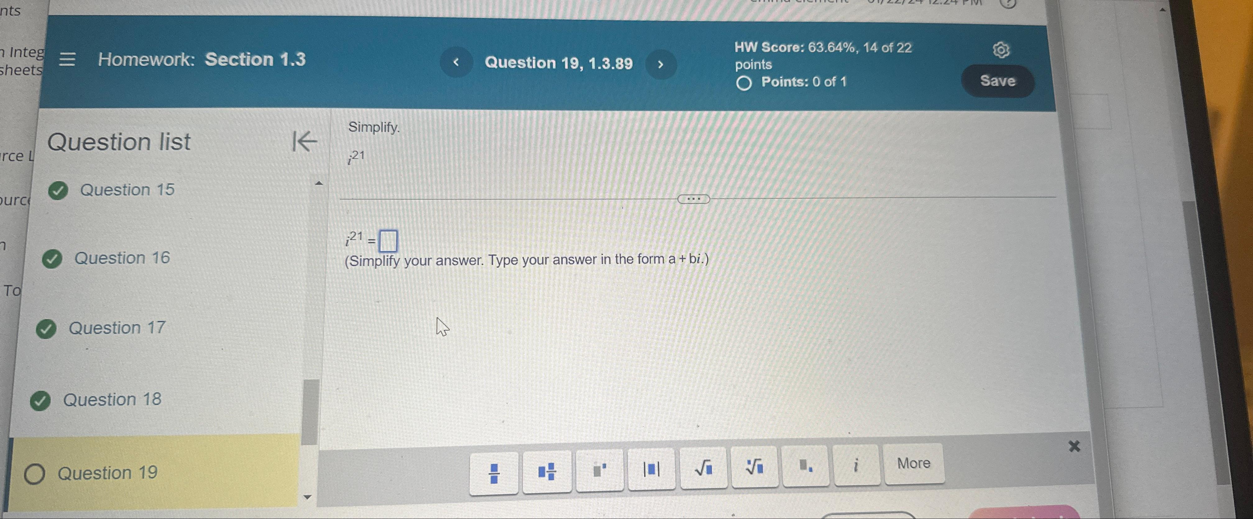 Solved Homework Section 1 3question 19 1 3 89hw Score