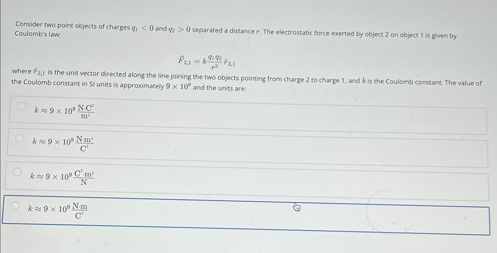 Solved Consider two point objects of charges q_(1)