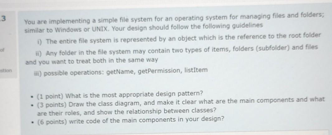 Solved 3 of You are implementing a simple file system for an | Chegg.com