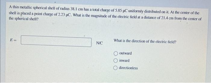 Solved A spherical shell contains three charged objects. The | Chegg.com