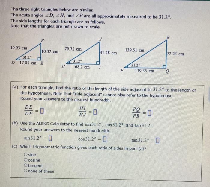 Solved The three right triangles below are similar. The | Chegg.com