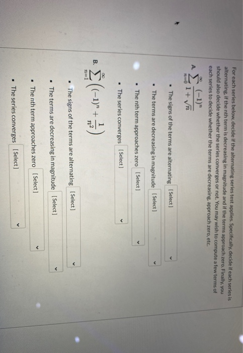 Solved For each series below, decide if the alternating | Chegg.com