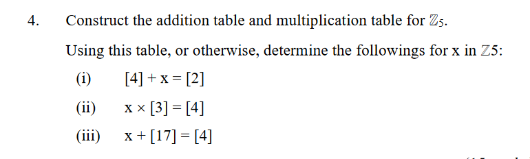 Solved Construct the addition table and multiplication table | Chegg.com