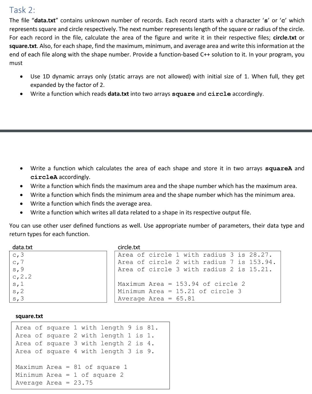 Solved Task 2: The file "data.txt" contains unknown number | Chegg.com