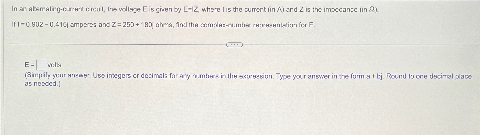 Solved In an alternating-current circuit, the voltage E ﻿is | Chegg.com