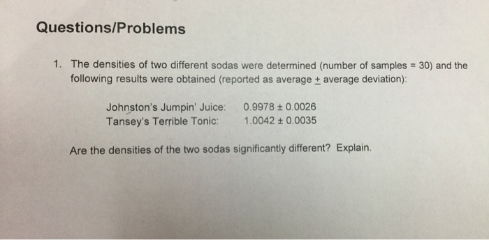 Solved Questions/Problems 1. The densities of two different | Chegg.com