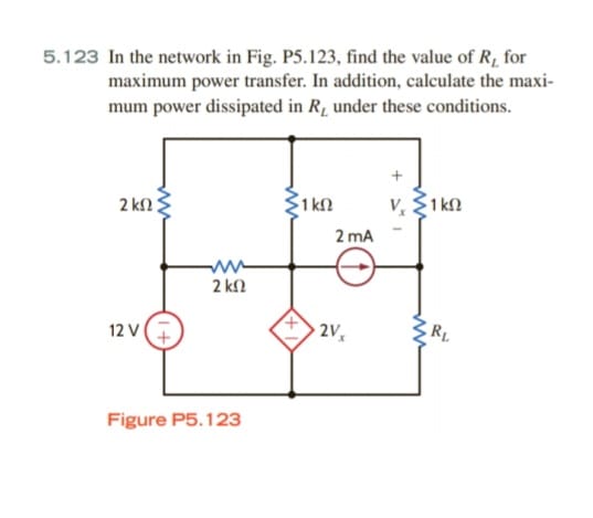 Solved 5.123 ﻿In the network in Fig. P5.123, ﻿find the value | Chegg.com