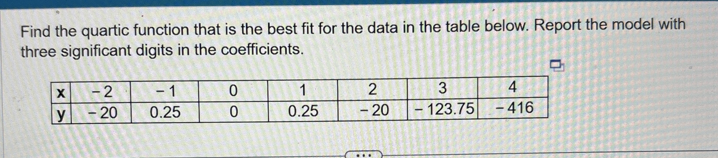 Solved Find the quartic function that is the best fit for | Chegg.com
