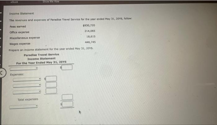 Solved eBook Income Statement The revenues and expenses of | Chegg.com
