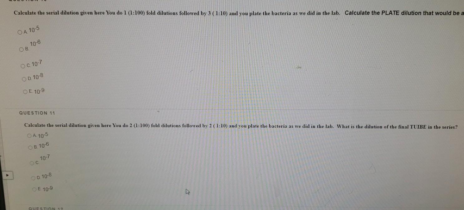 Solved Calculate the serial dilution given here You do 1 | Chegg.com