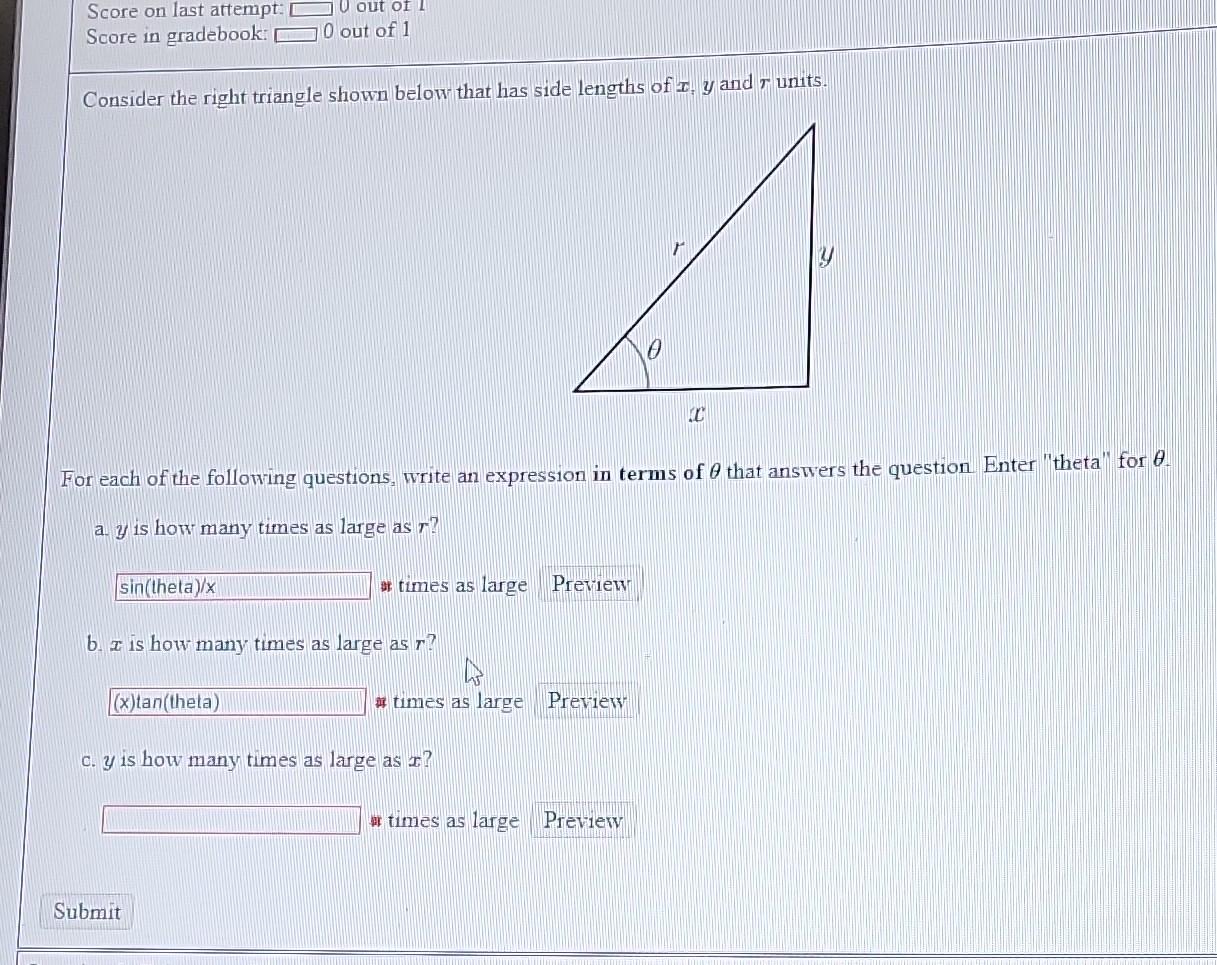 Solved Consider the right triangle shown below that has side | Chegg.com