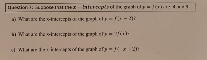 Solved Question 7: Suppose that the x - intercepts of the | Chegg.com