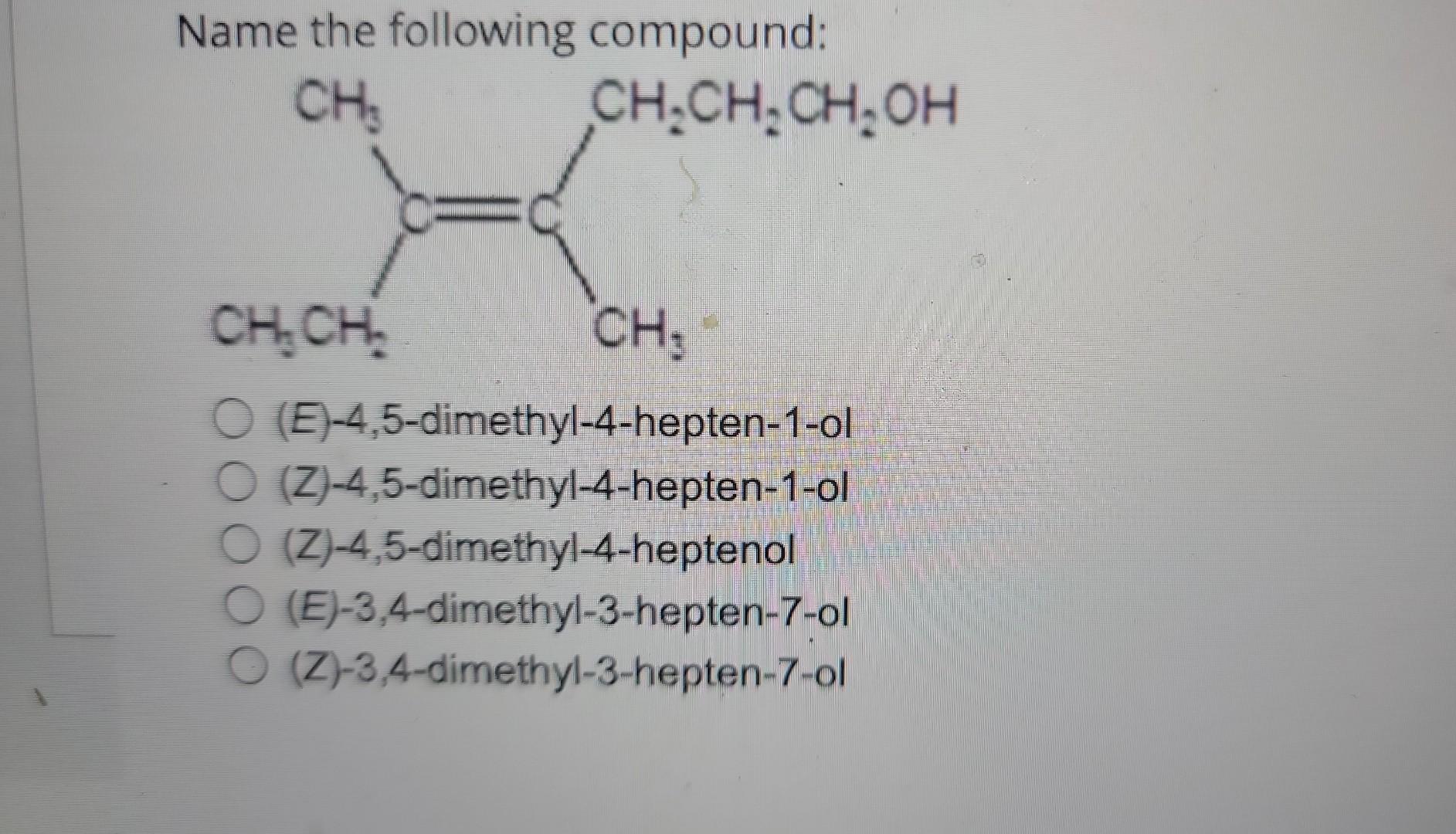 Solved Name the following compound: | Chegg.com