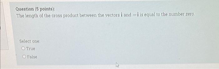 Solved Question (5 points): The length of the cross product | Chegg.com