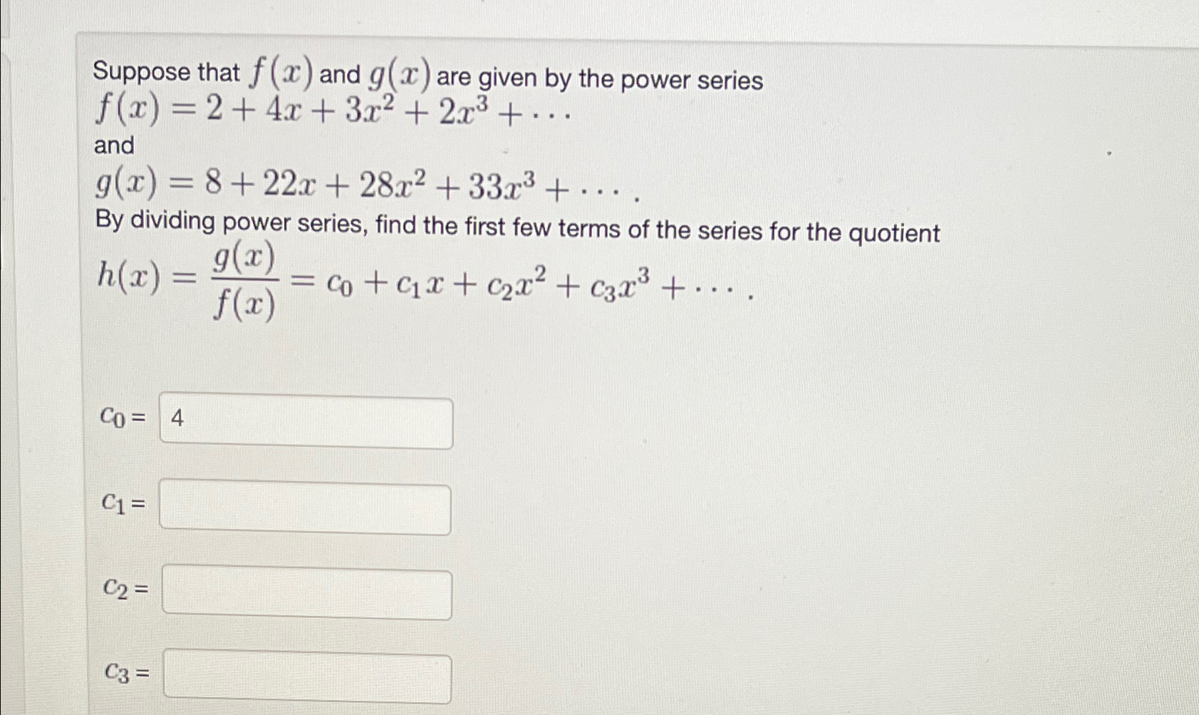 Solved Suppose that f(x) ﻿and g(x) ﻿are given by the power | Chegg.com