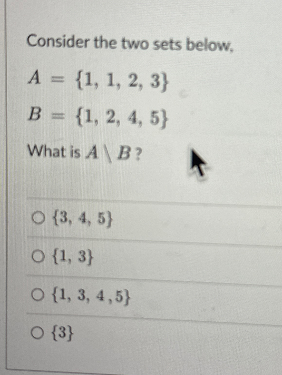 Solved Consider the two sets | Chegg.com