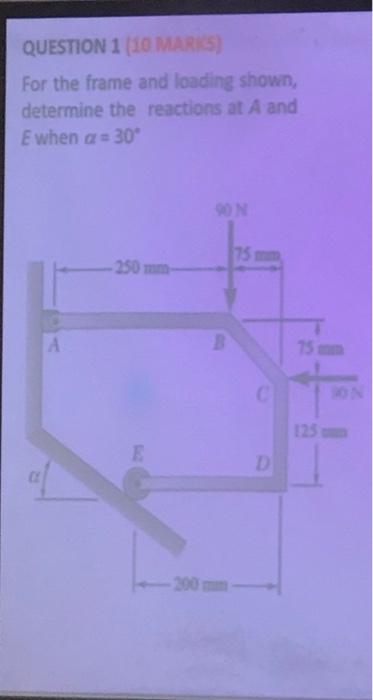 Solved QUESTION 1 (10 MARKS) For the frame and loading | Chegg.com