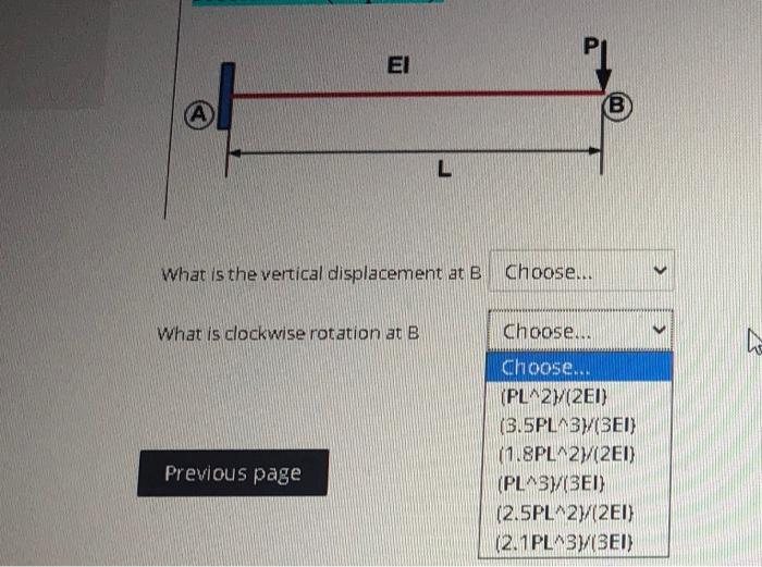 Solved ΕΙ B L What is the vertical displacement at B | Chegg.com