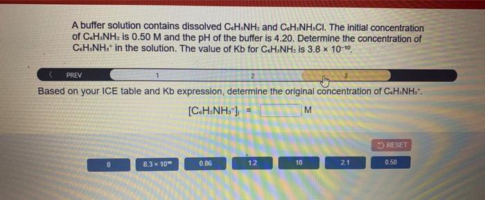 Solved A buffer solution contains dissolved C.H.NH, and | Chegg.com