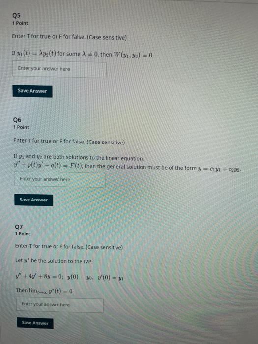 Solved Q1 1 Point Enter T for true or F for false. (Case | Chegg.com