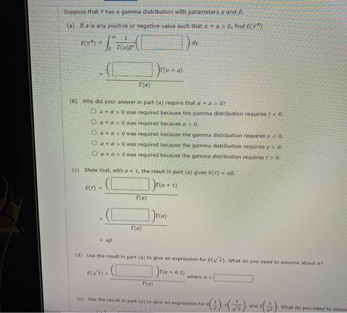 Solved Suppose that Y has a gamma distribution with | Chegg.com