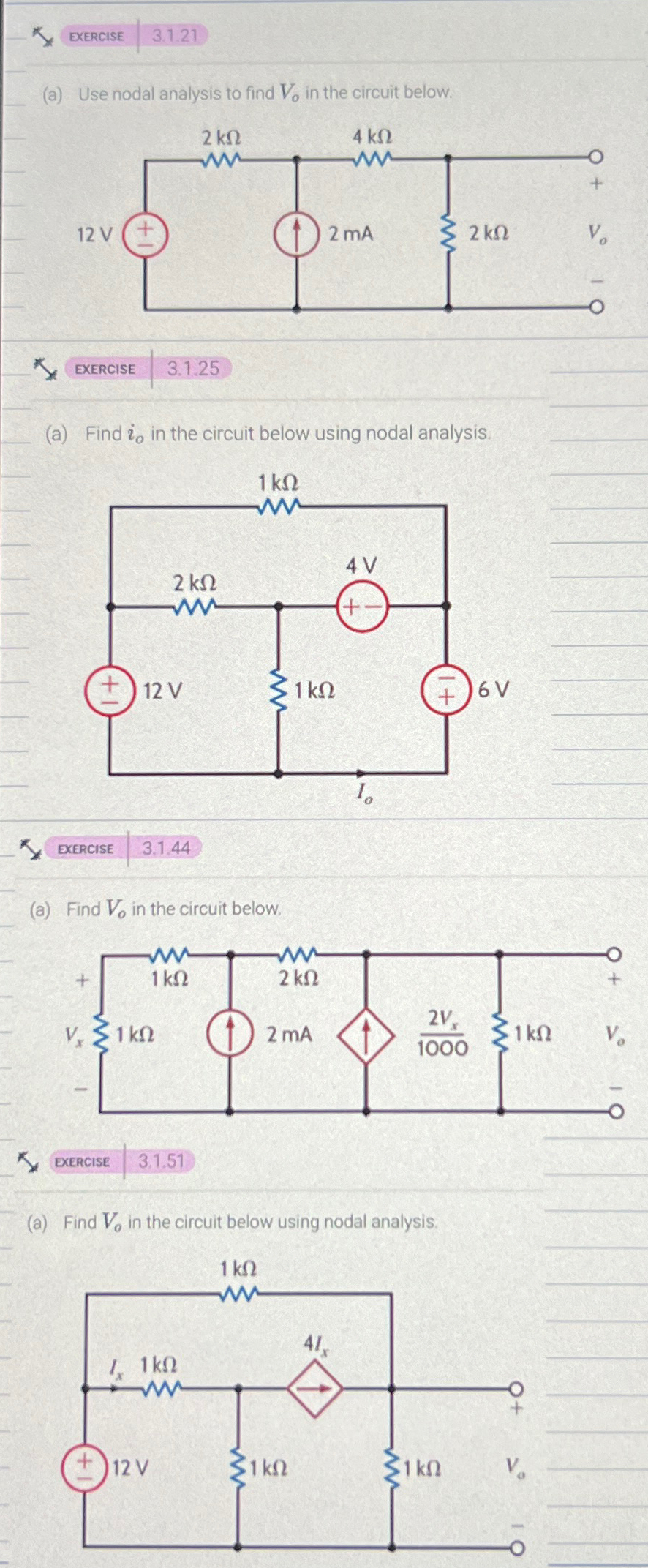 Solved EXERCISE3.1 .21(a) ﻿Use nodal analysis to find Vo ﻿in | Chegg.com