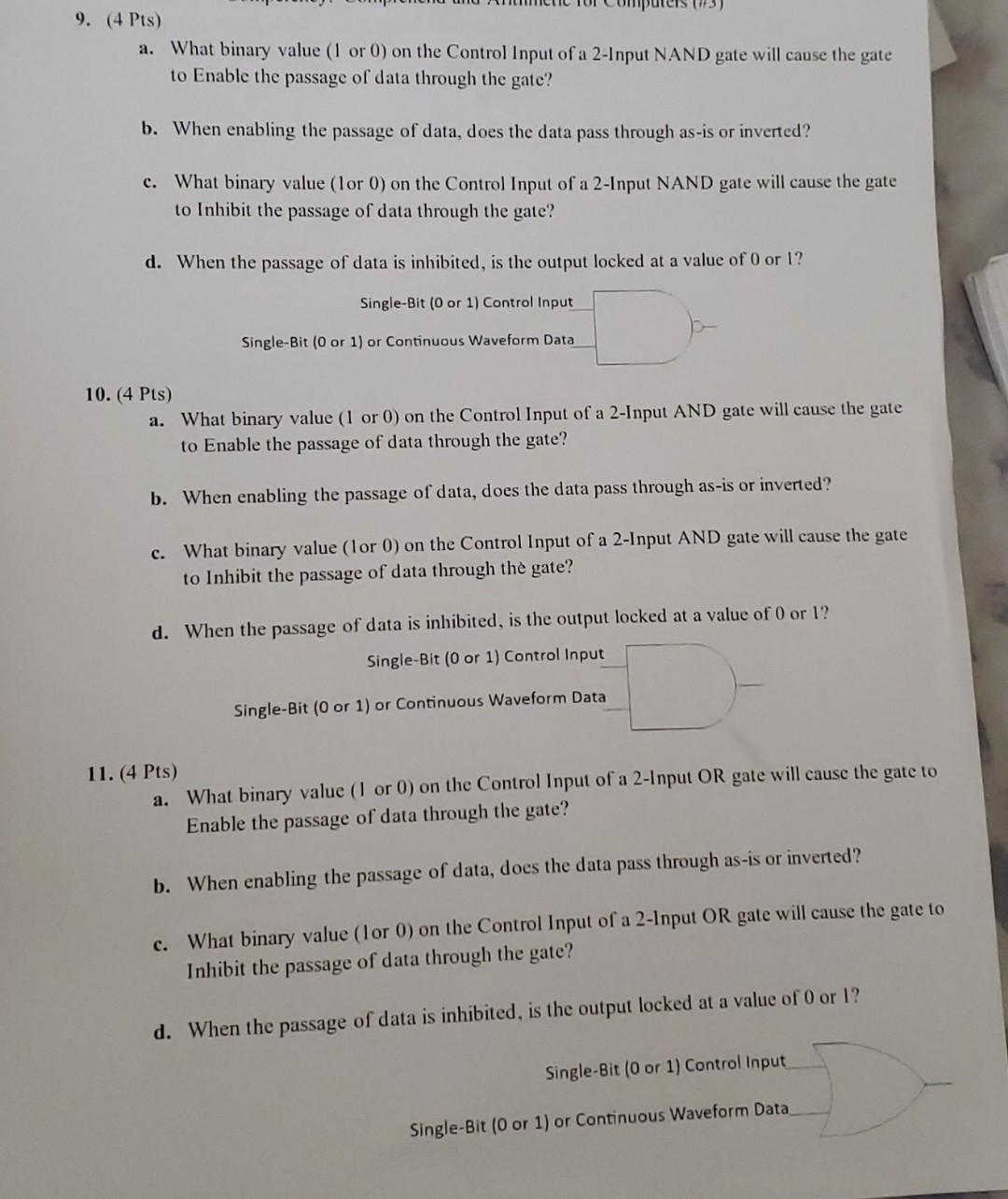 Solved 9. (4Pts) a. What binary value ( 1 or 0 ) on the | Chegg.com