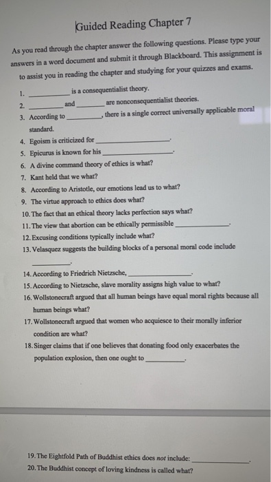 Guided Reading Chapter 7 As you read through the | Chegg.com