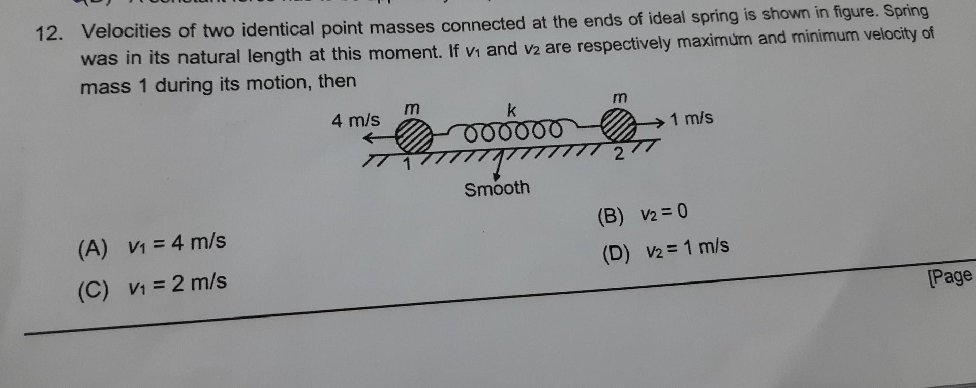 Solved 2. Velocities of two identical point masses connected | Chegg.com