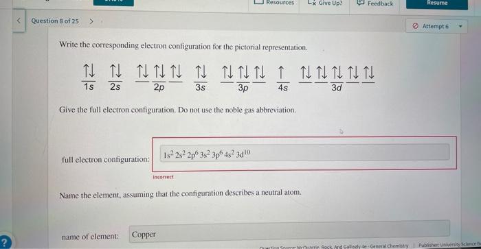 Solved Write The Corresponding Electron Configuration For