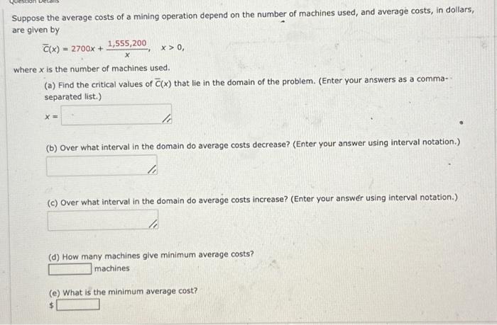 Solved Suppose the average costs of a mining operation | Chegg.com