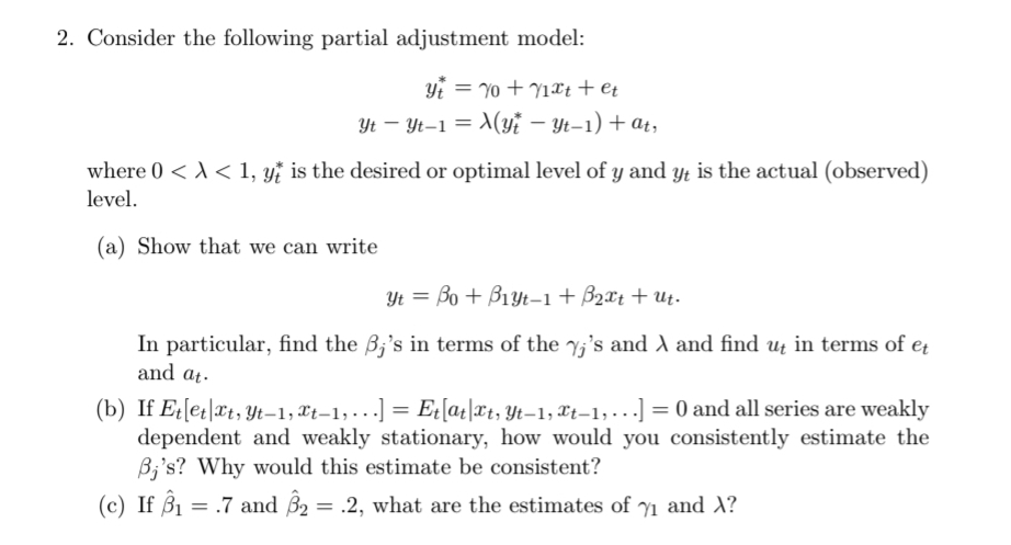 Solved Consider the following partial adjustment | Chegg.com