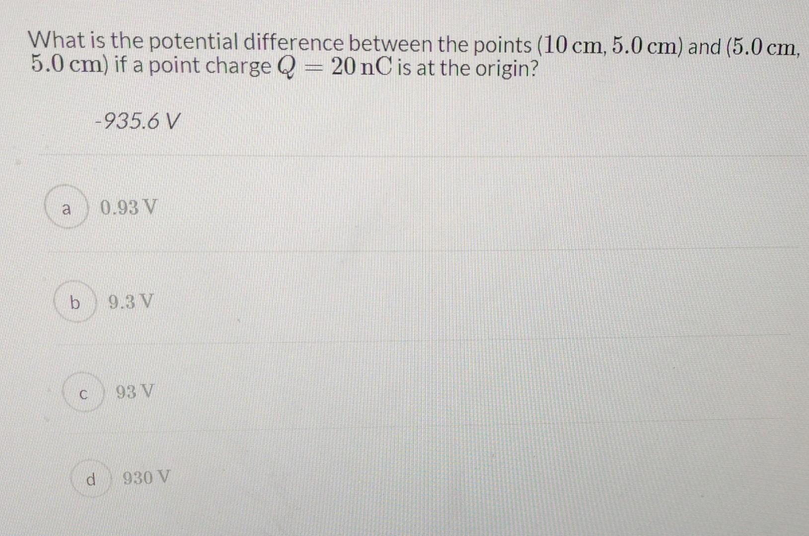 Solved What is the potential difference between the points | Chegg.com