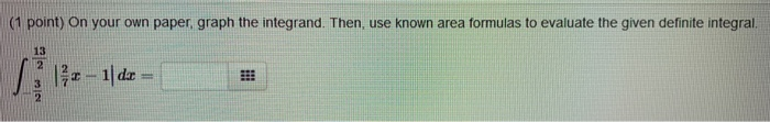 Solved (1 point) On your own paper, graph the integrand. | Chegg.com