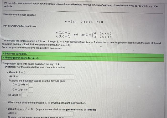 Solved 20 Points In Your Answers Below For The Variab 