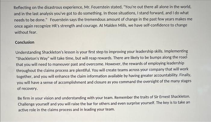 Solved An Example of Shackleton's Leadership Skills in | Chegg.com