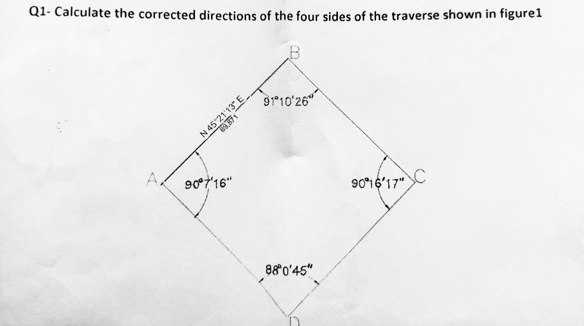 Solved Q1- ﻿Calculate the corrected directions of the four | Chegg.com
