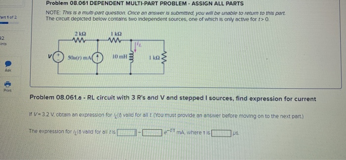 Solved Problem 08.061 DEPENDENT MULTI-PART PROBLEM - ASSIGN | Chegg.com