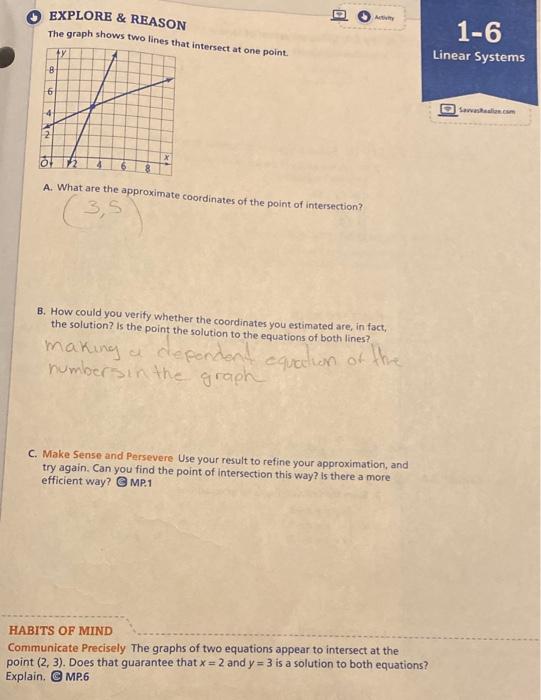 Solved EXPLORE & REASON The graph shows two lines that | Chegg.com