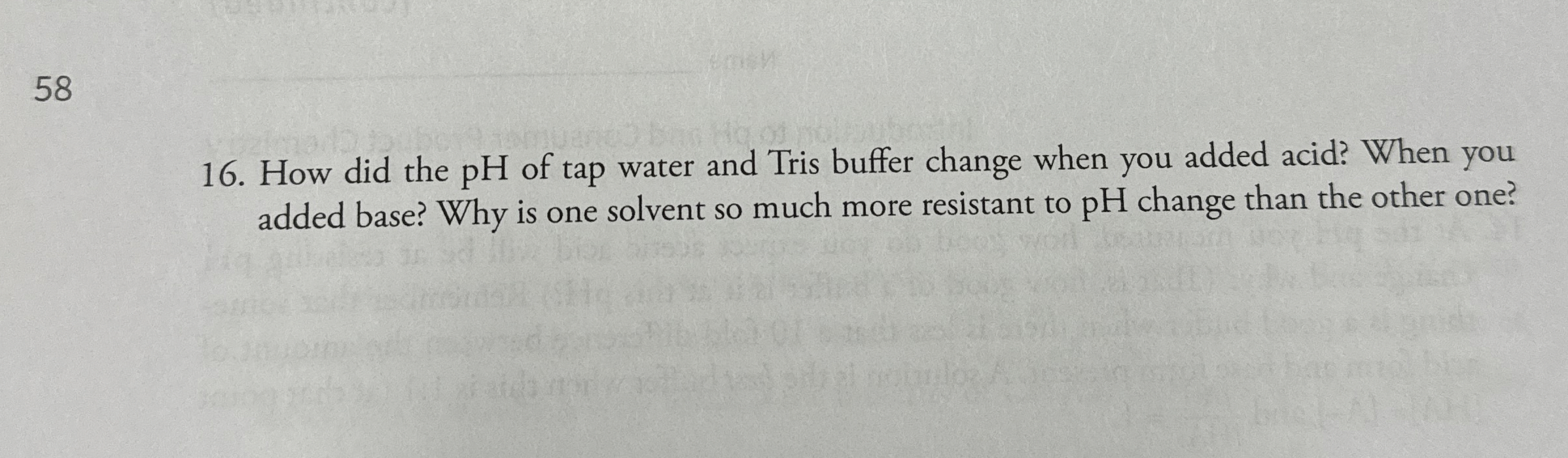 Solved How did the pH of tap water and Tris buffer change | Chegg.com