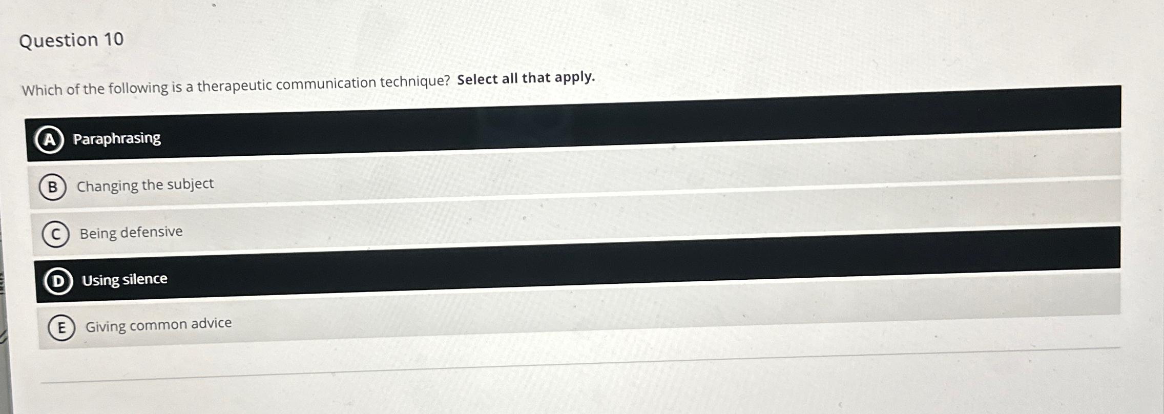 Solved Question 10Which of the following is a therapeutic | Chegg.com