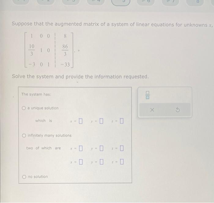 Solved Suppose that the augmented matrix of a system of | Chegg.com