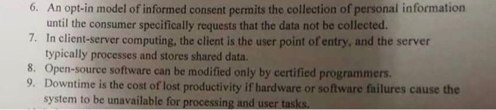 Solved 6. An opt-in model of informed consent permits the | Chegg.com