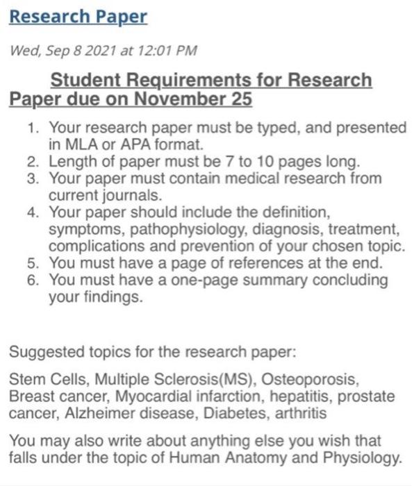 Solved Research Paper Wed, Sep 8 2021 at 12:01 PM Student | Chegg.com