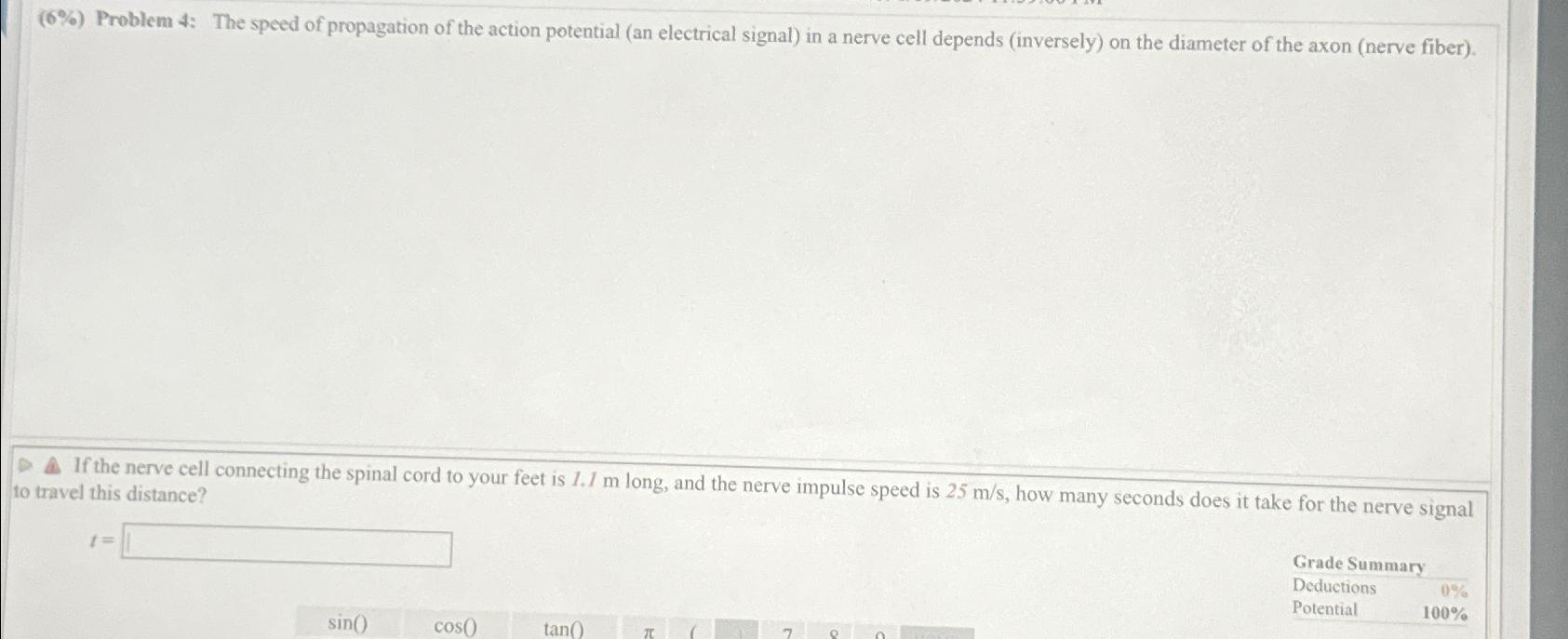 Solved (6%) ﻿Problem 4: The speed of propagation of the | Chegg.com
