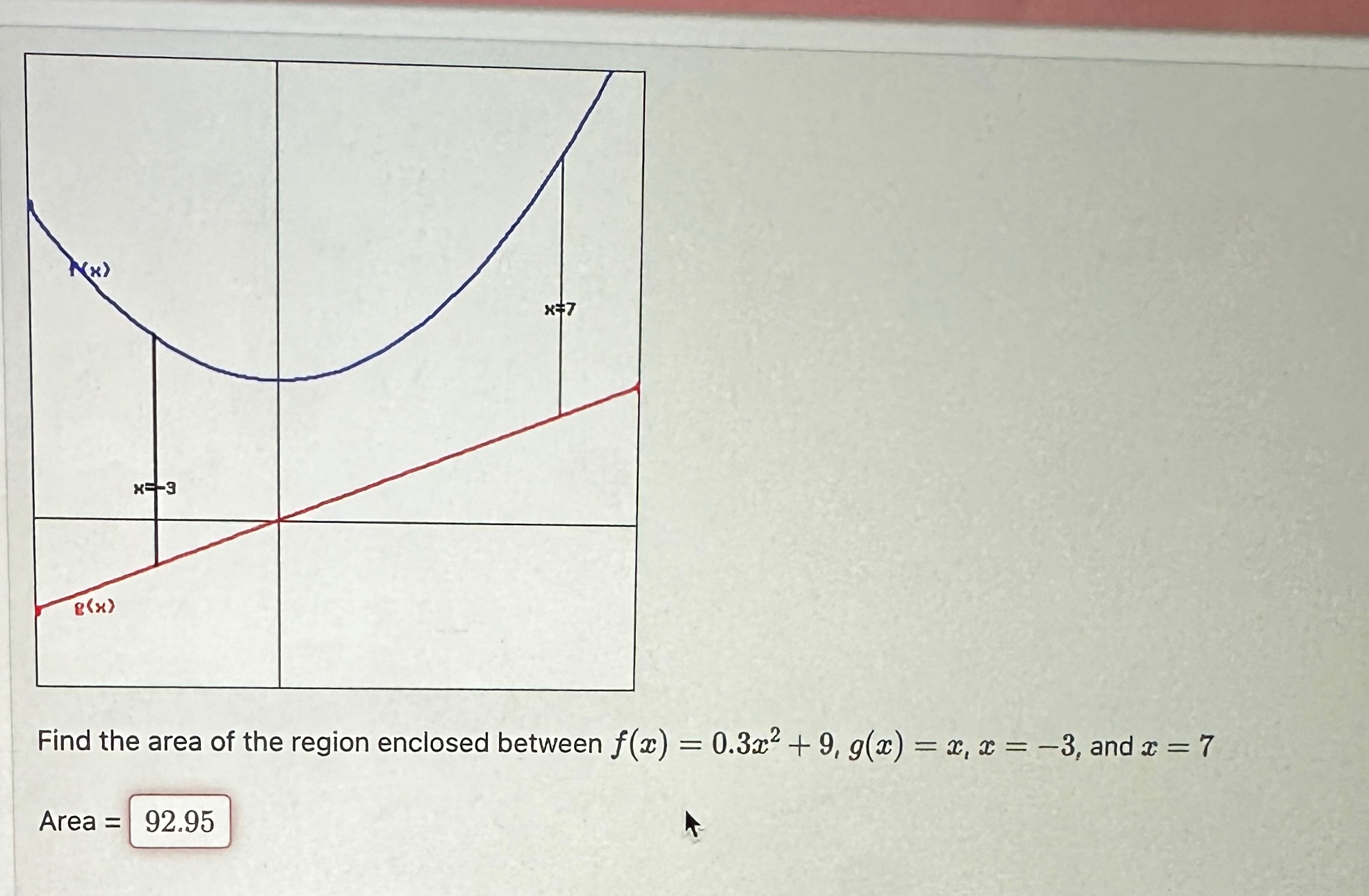 Solved Find the area of the region enclosed between | Chegg.com