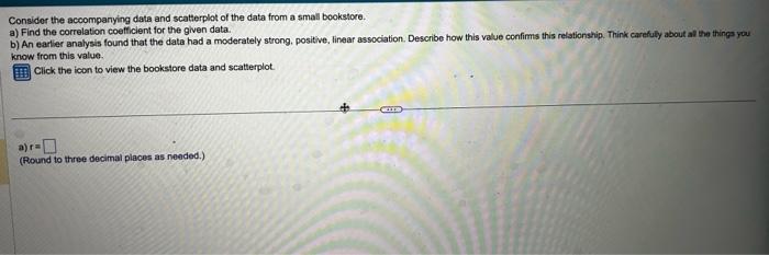 Solved Consider the accompanying dats and scatterplot of the | Chegg.com